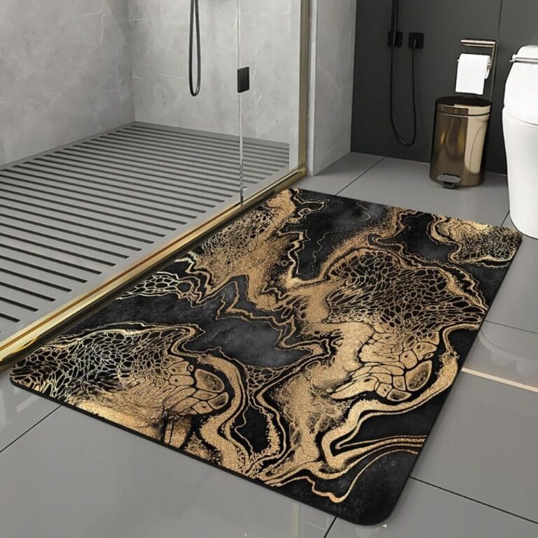Zwarte En Gouden Badmat - Luxe Badkameraccessoire